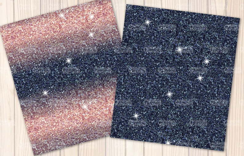 Winter Glitter Digital Papers Rose Gold Navy Silver Ombre - Etsy