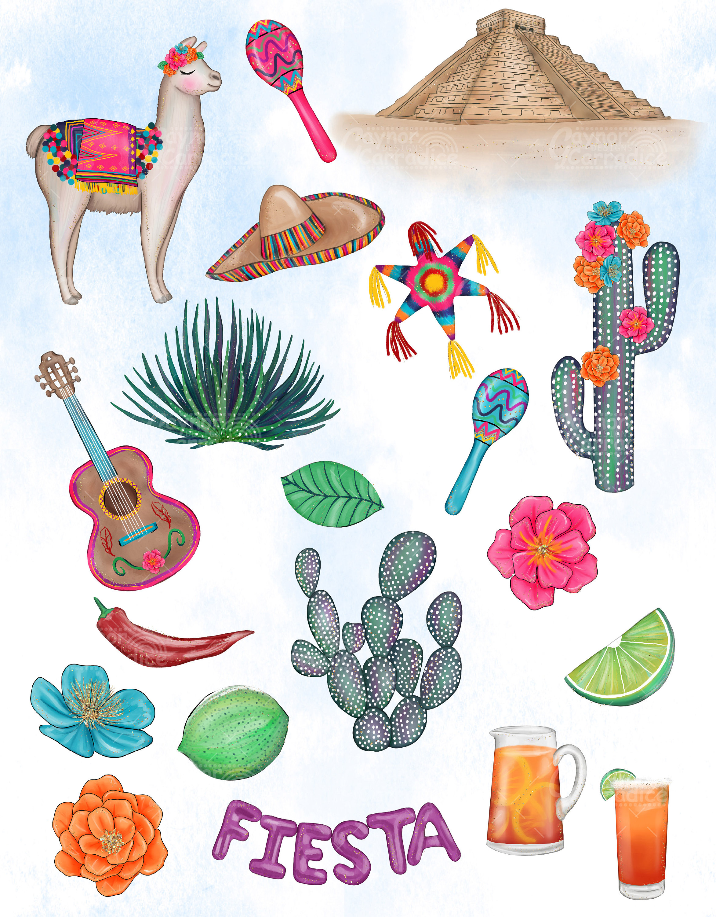 Cinco De Mayo Clipart - 28 Piece Mexican Clip Art - Fiesta Planner ...