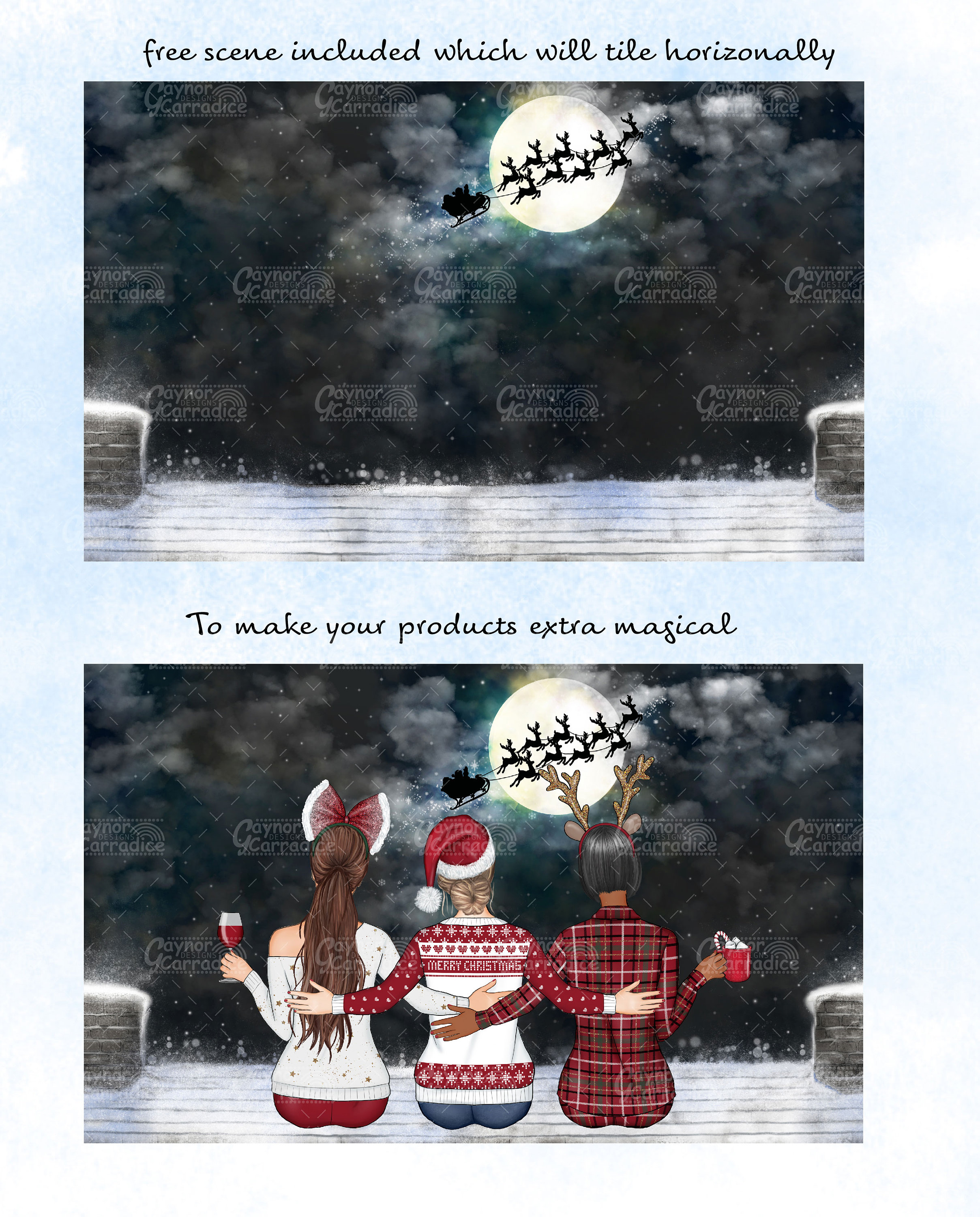 Christmas Besties Customizable Best Friends Clipart - Winter Custom ...