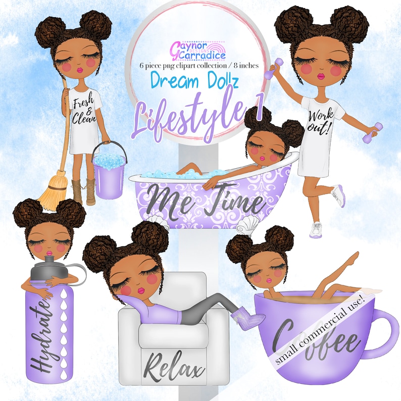 Planner Graphics Brown Skin Girl Clip Art Task Stickers - Etsy