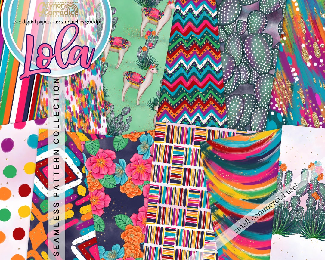 Mexican Digital Papers - 12 Watercolor Cinco De Mayo Seamless Patterns ...