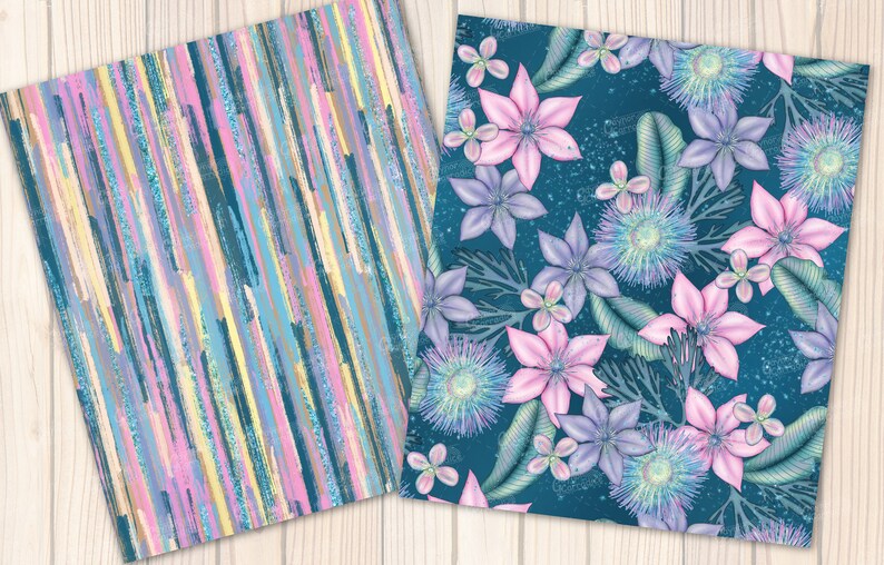 Watercolor Mermaid Digital Papers - 12 Summer Seamless Patterns, Beach ...