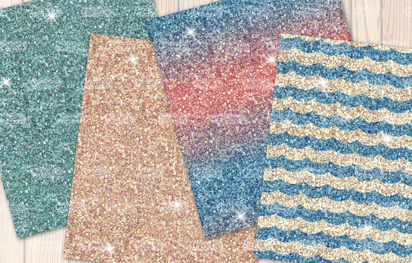 Nautical glitter digital papers multi colored ombre glitter | Etsy