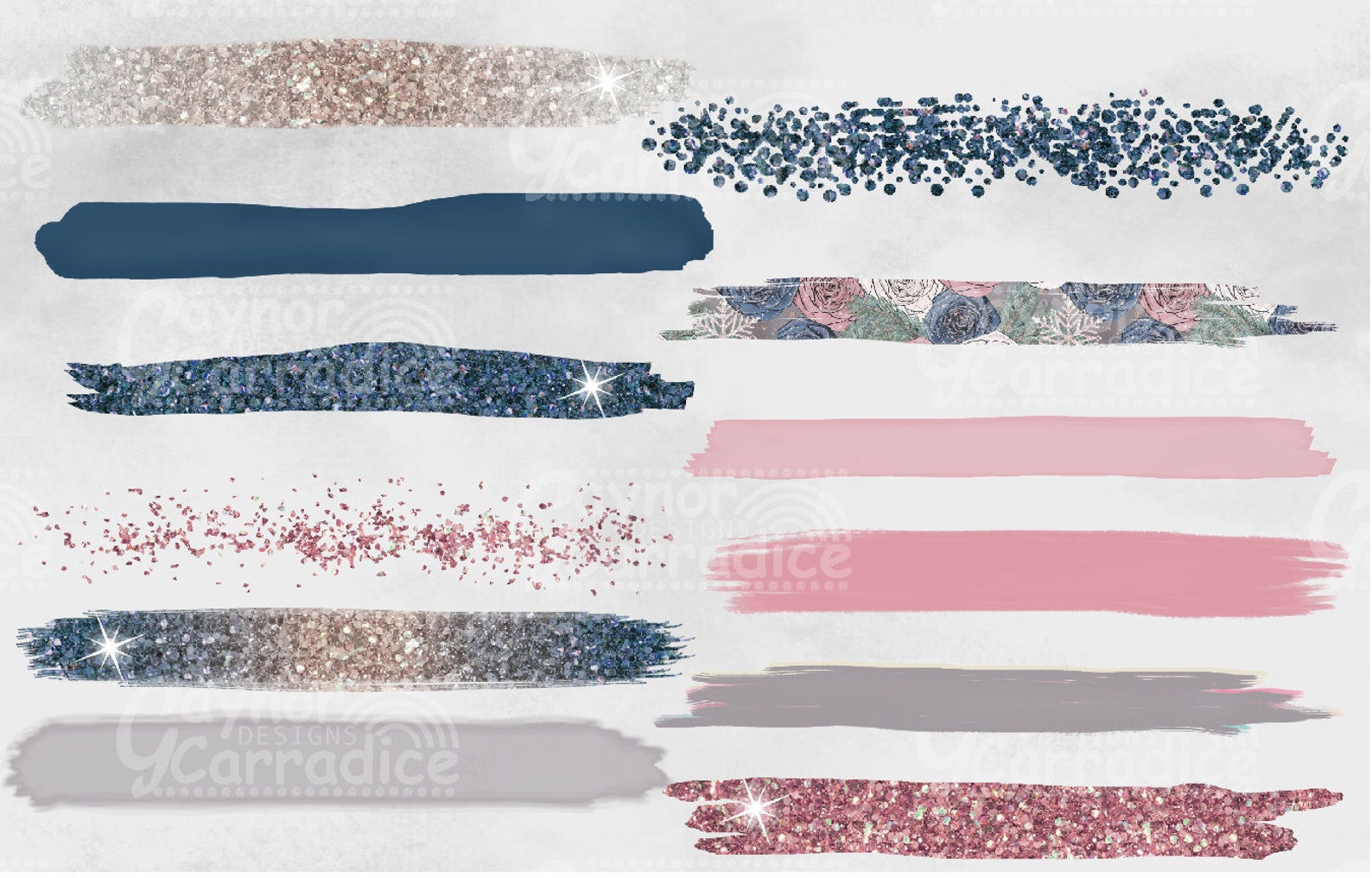 Winter Brush Strokes Clipart, Christmas Glitter Paint Strokes Clipart ...