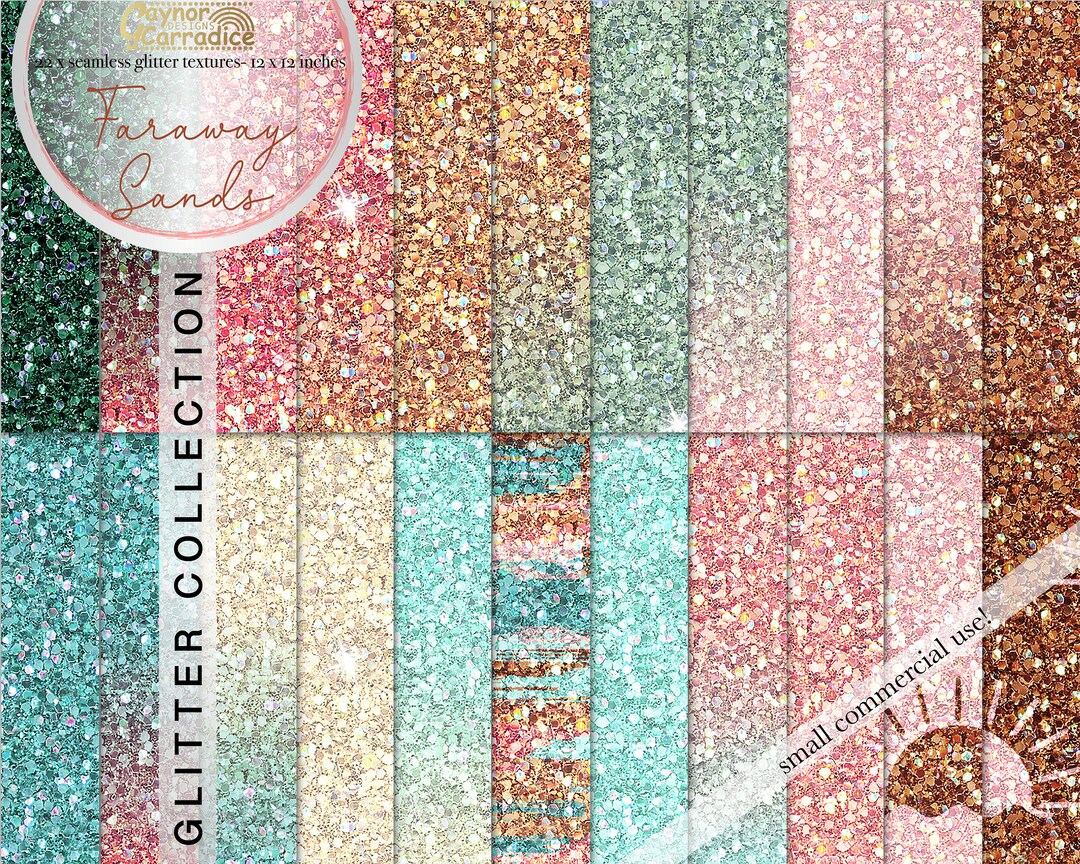 Summer Glitter Digital Papers - 22 Glitter Seamless Patterns, Ombre ...