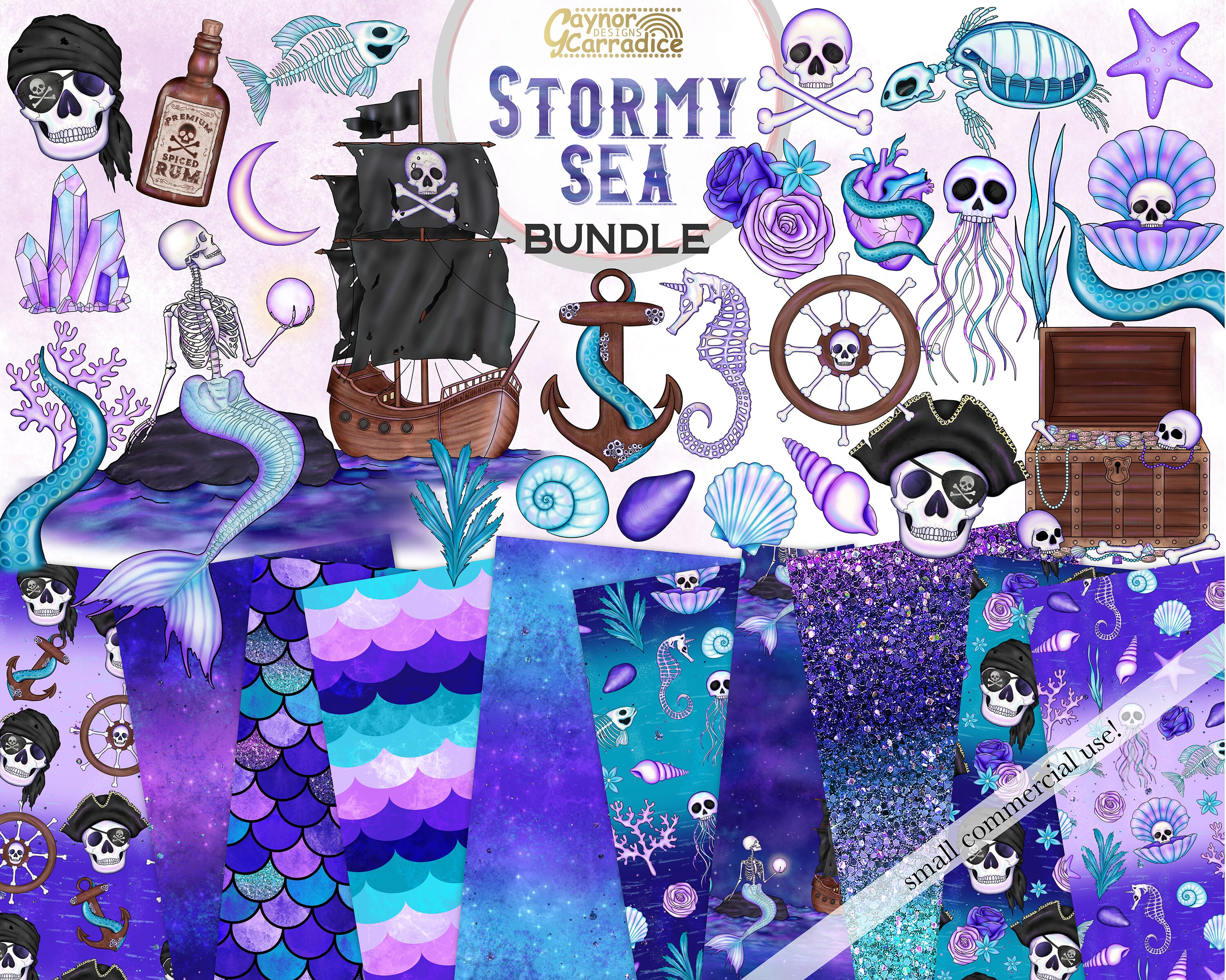 Stormy Sea Clipart Bundle Creepy Mermaid Digital Paper / - Etsy UK