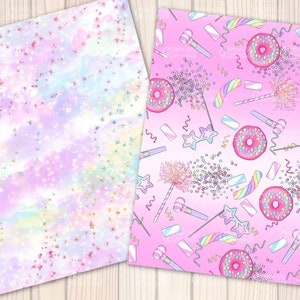 Birthday Digital Papers - 12 Watercolor Pastel Seamless Patterns, Party ...