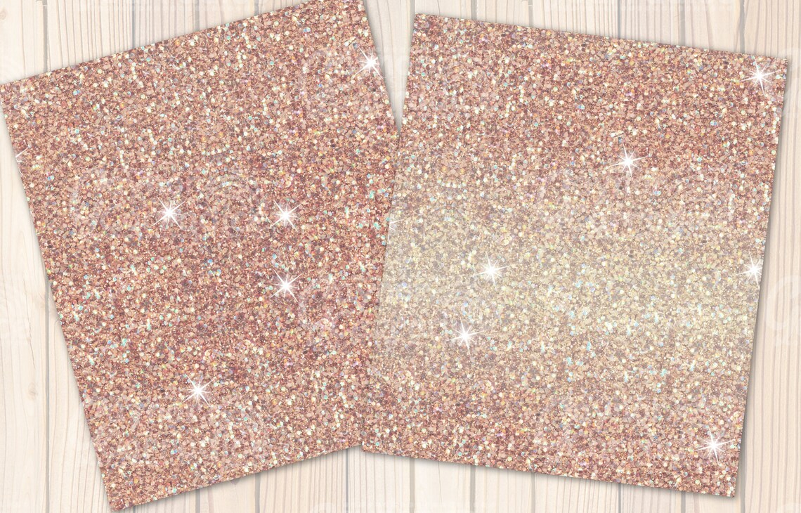 New Year Glitter Digital Papers - Rose Gold Ombre Glitter Seamless ...