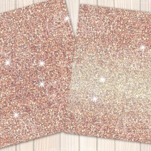 New Year Glitter Digital Papers - Rose Gold Ombre Glitter Seamless ...