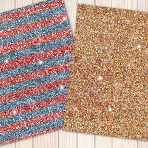 4th of July Glitter Digital Papers - Red, White and Blue Ombre Glitter ...