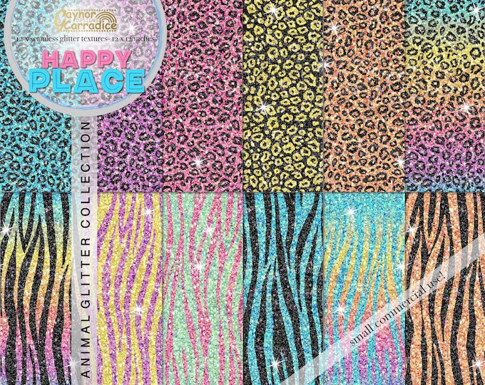 16 Seamless Glitter Animal Skin Prints Digital Papers 12" 300 Dpi ...