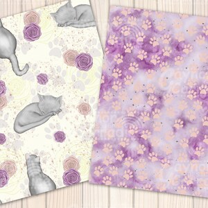 Cute Cats Digital Papers - 10 Watercolor Pastel Seamless Patterns ...