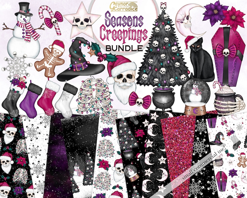 Seasons Creepings Clipart Bundle Creepy Christmas Digital | Etsy