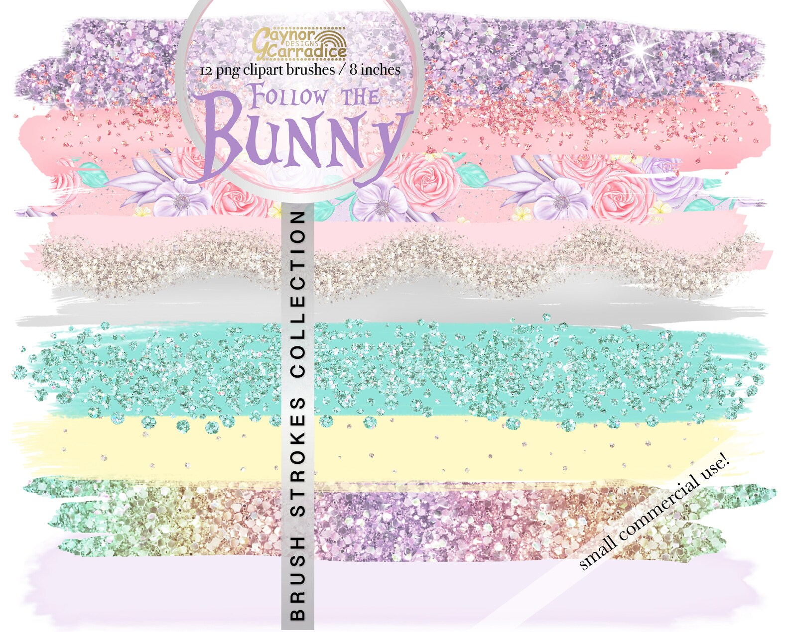 Pastel Brush strokes clipart rainbow glitter paint strokes | Etsy