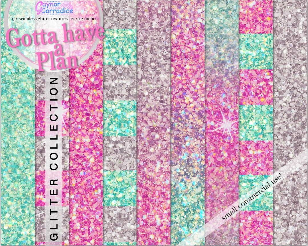 Glitter Digital Paper in Pink, Mint, Silver- Ombre and Stripe- Sequin ...
