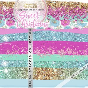 Christmas Brush Strokes Clipart - Winter Glitter Paint Strokes Clipart ...
