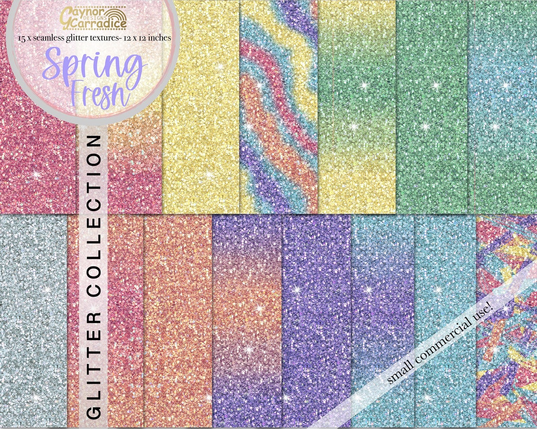 Spring Glitter Digital Papers - Glitter Seamless Patterns, Ombre ...