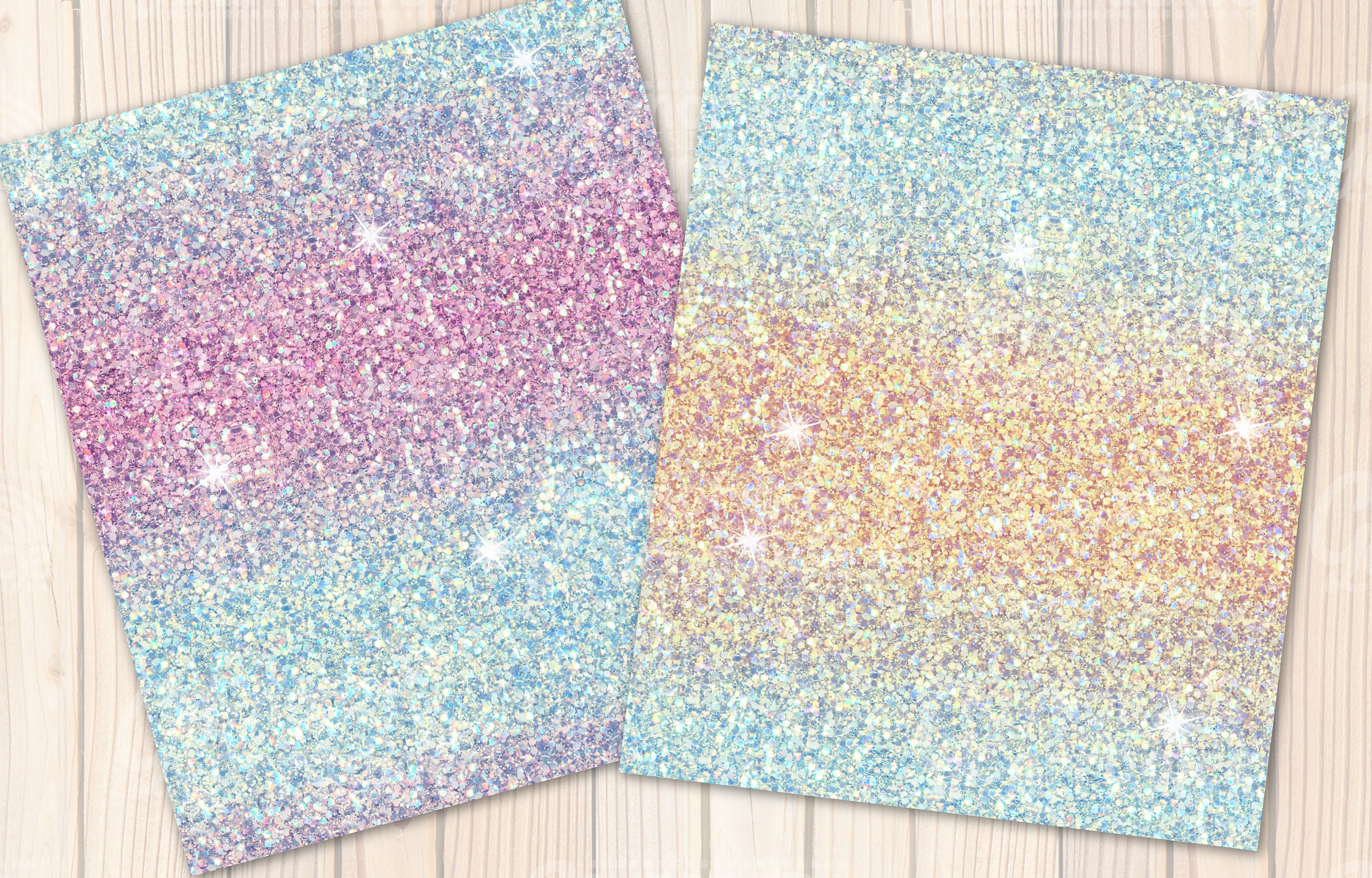 Unicorn Glitter Digital Papers, Pastel Ombre Glitter Seamless Patterns ...