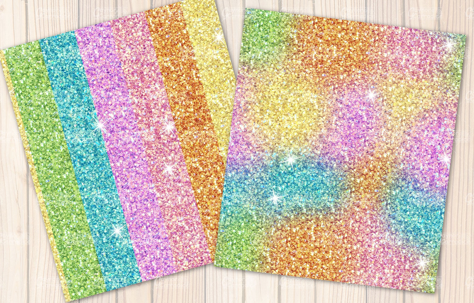 Rainbow Glitter Digital Papers - Multi Colored Ombre Glitter Seamless ...