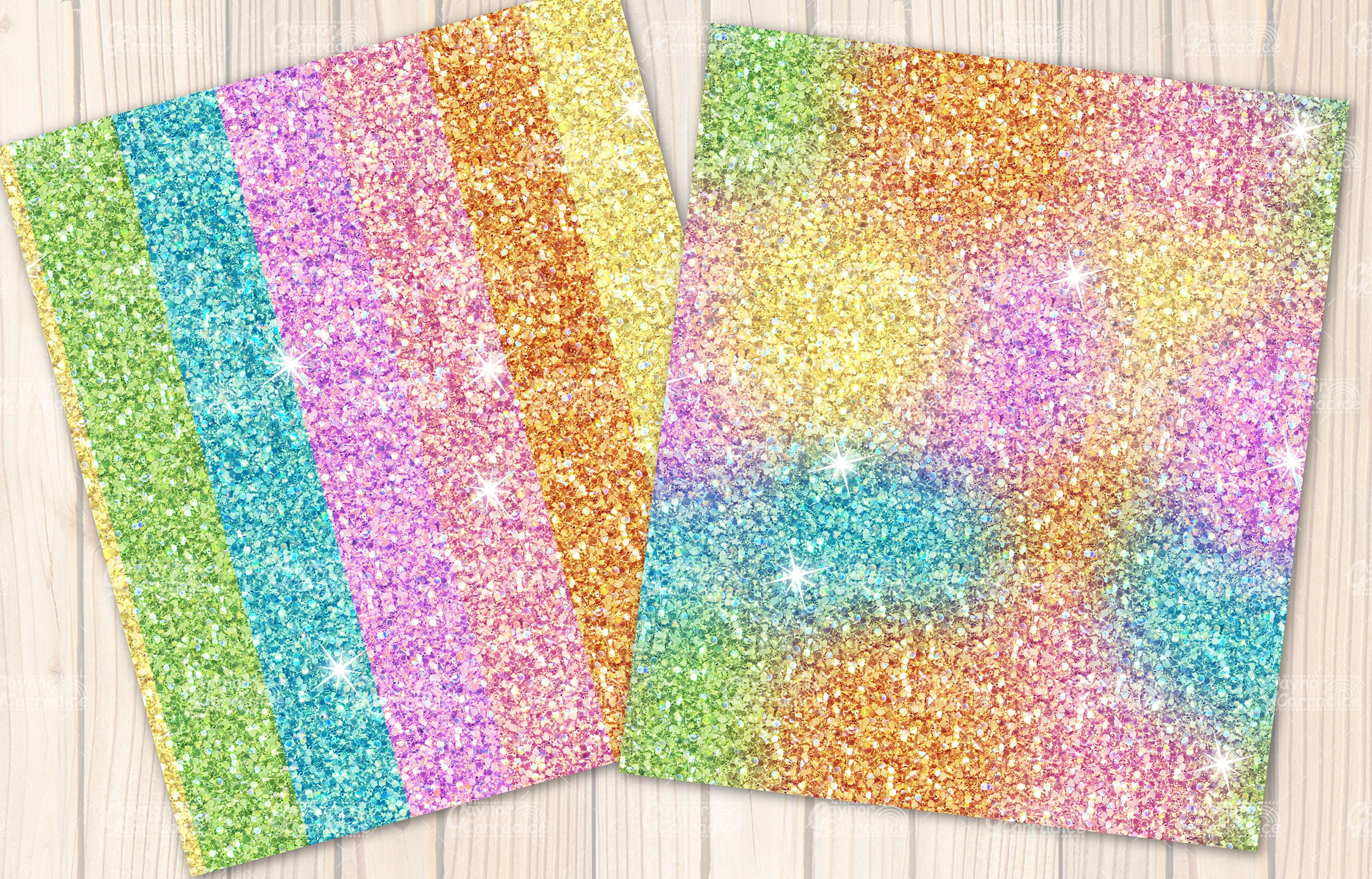 Rainbow Glitter Digital Papers Multi Colored Ombre Glitter - Etsy UK