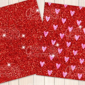 Valentines Glitter Digital Papers - Spring Ombre and Hearts Glitter ...