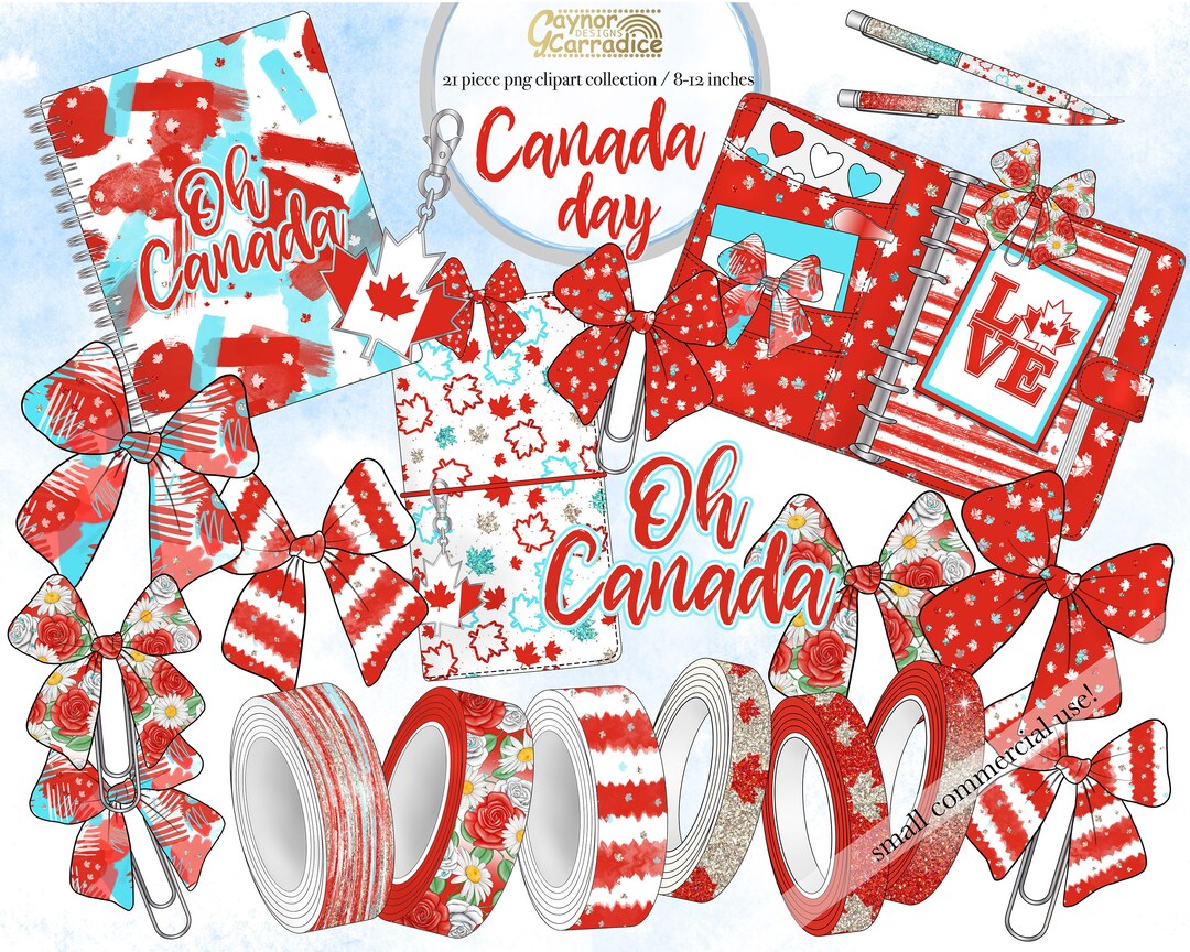 1st of July Planner Clipart - 21 Piece Canada Day Watercolor Clip Art ...