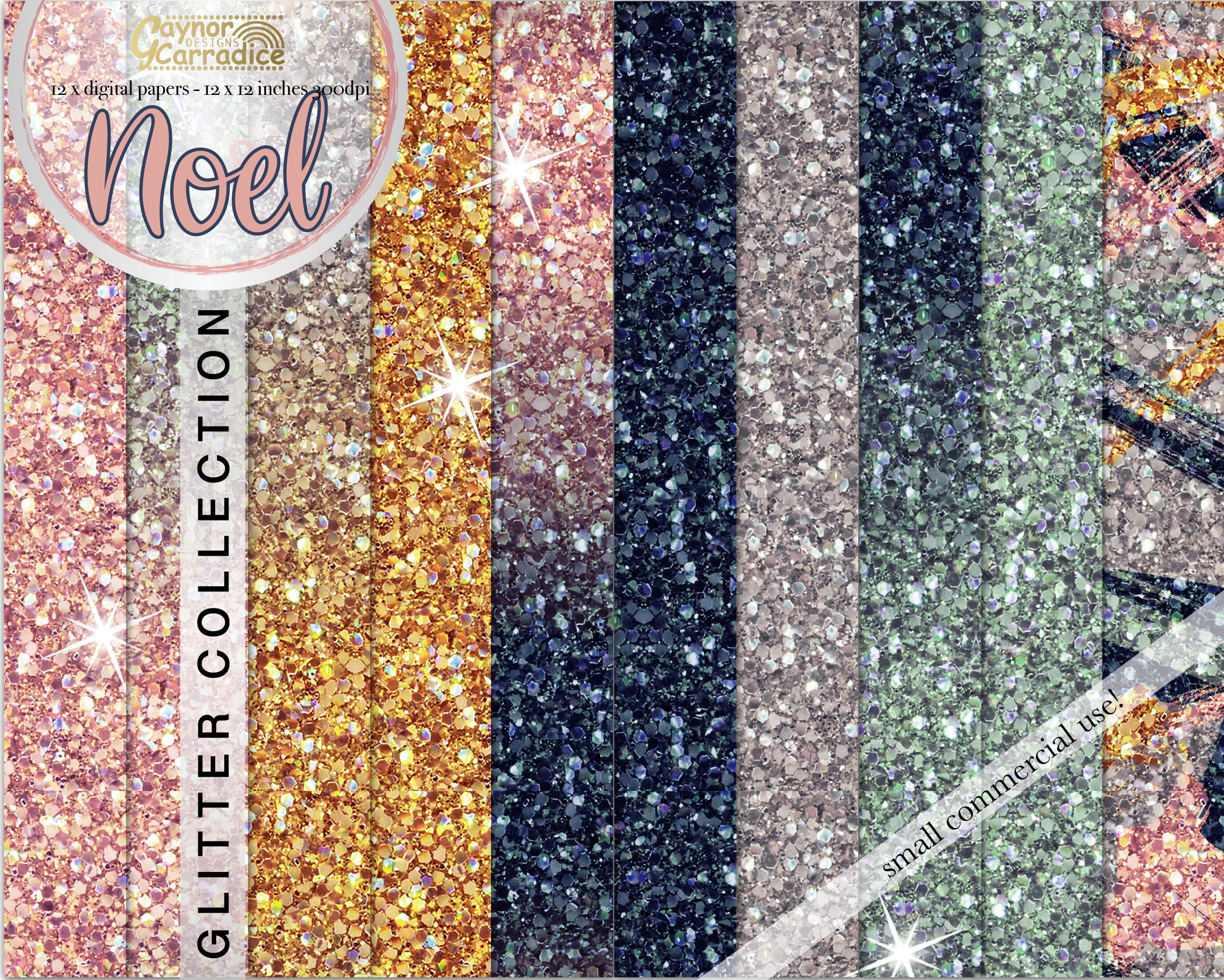 Winter glitter digital papers rose gold navy silver ombre | Etsy