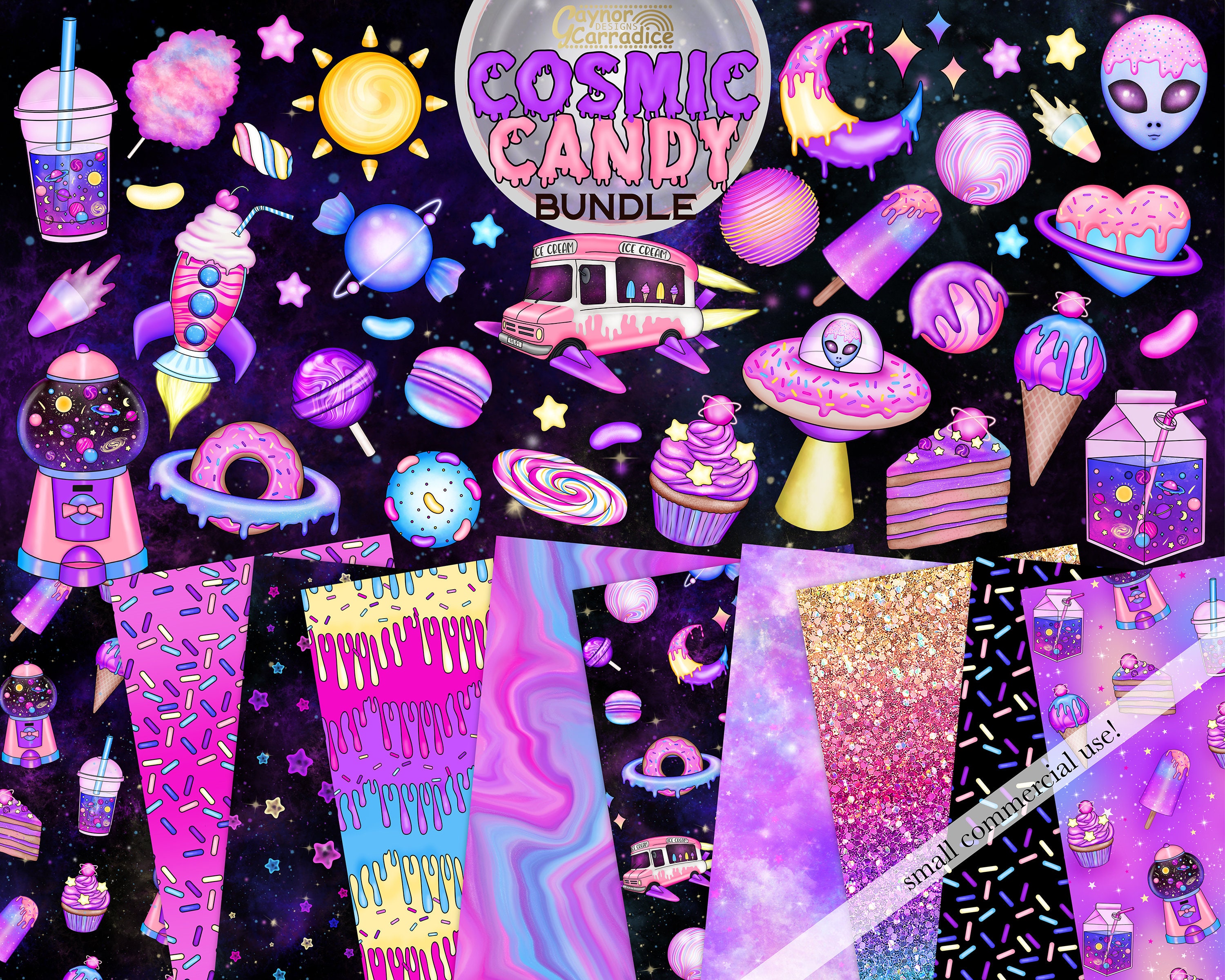 Cosmic Candy Clipart Bundle Candy Space Digital Paper and - Etsy