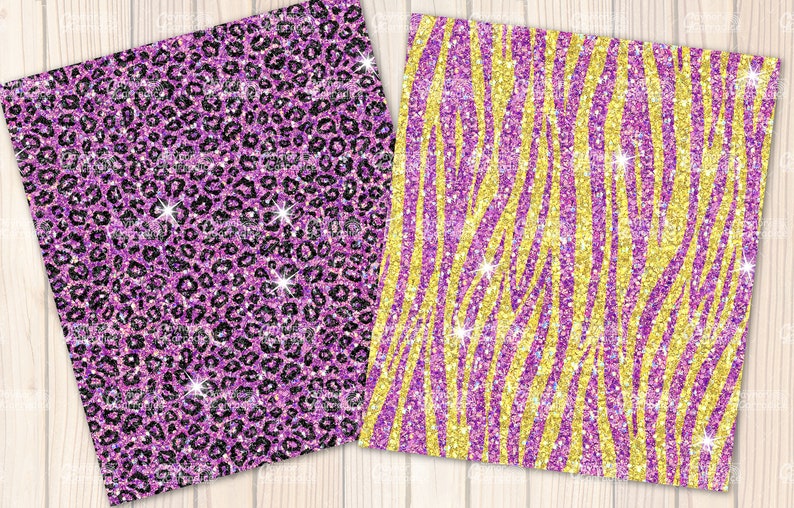 Happy Place- Animal Glitter Digital Papers - Zebra and Leopard Glitter ...