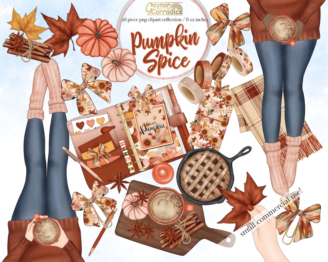 Fall Planner Clipart - 28 Piece Autumn Inspired Flat Lay Graphics ...