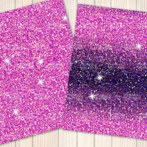 Space Glitter Digital Papers - Pink, Gold, Cyan, Purple Ombre Glitter ...