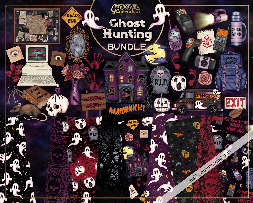 Ghost Hunting Clipart Bundle - Cute Halloween Digital Paper / Clipart ...