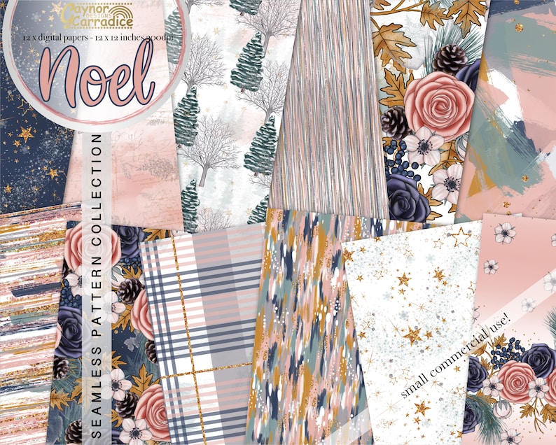 Watercolor winter digital papers 12 Christmas seamless | Etsy