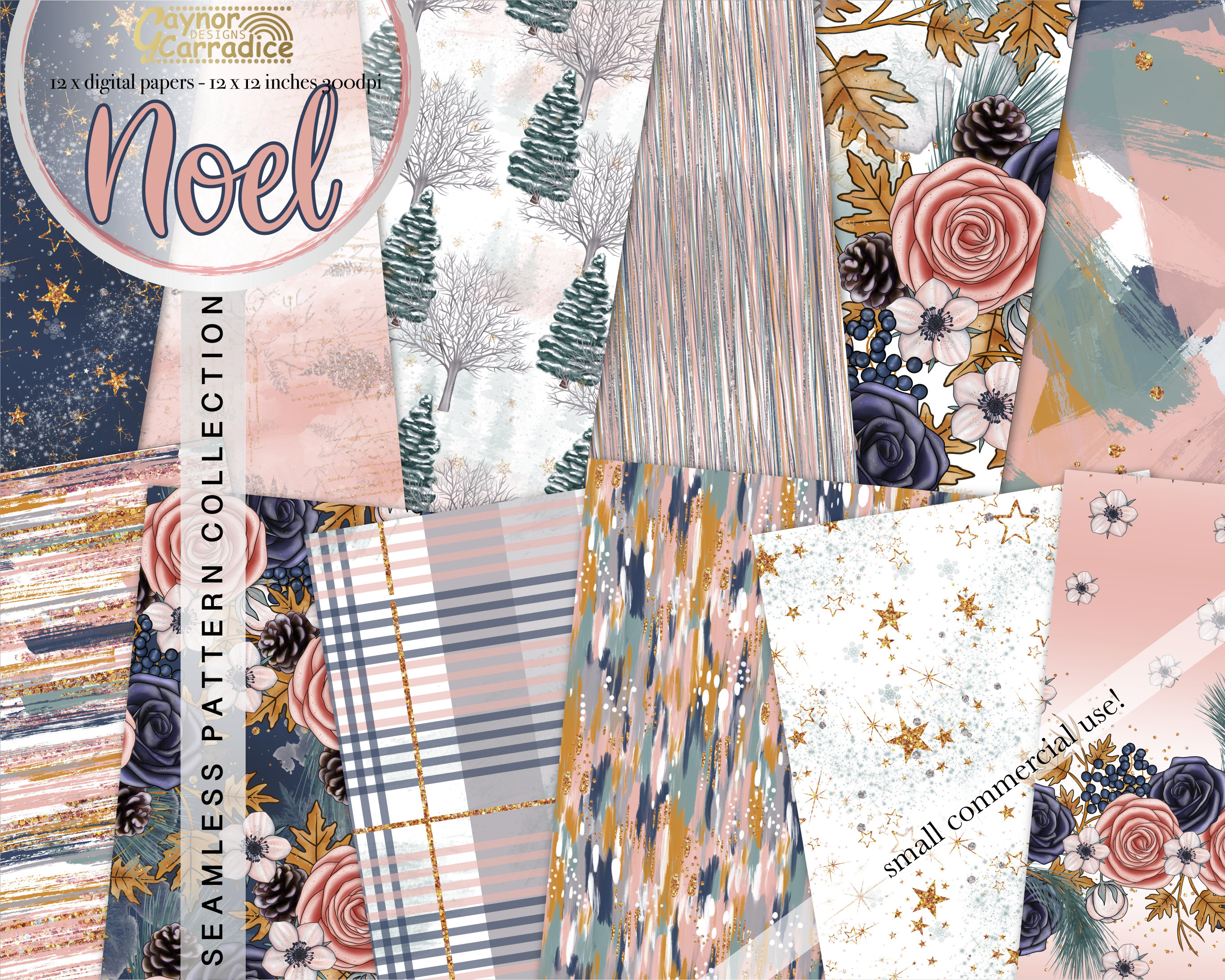 Watercolor winter digital papers 12 Christmas seamless | Etsy