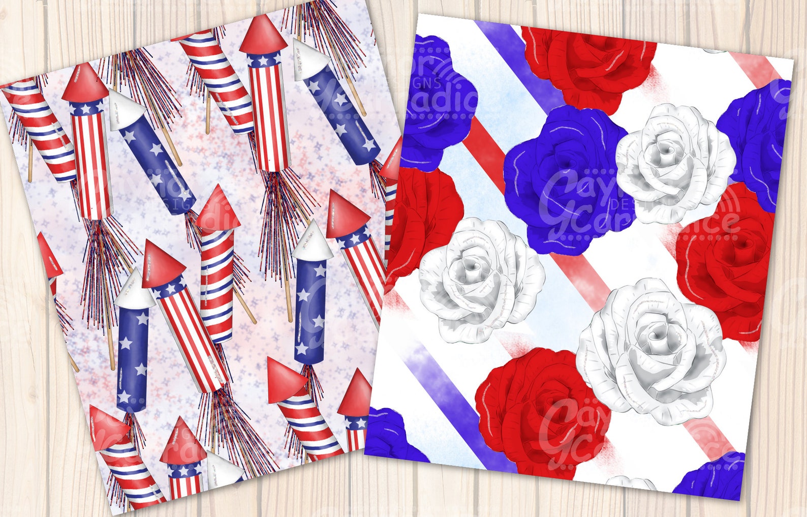 4th July Digital Paper Independence Day Seamless Patterns - Etsy