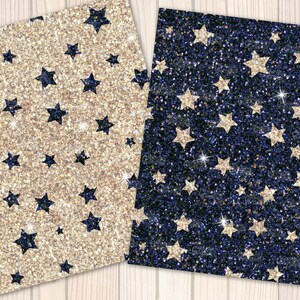 4th of July Glitter Digital Papers - Red, White and Blue Ombre Glitter ...