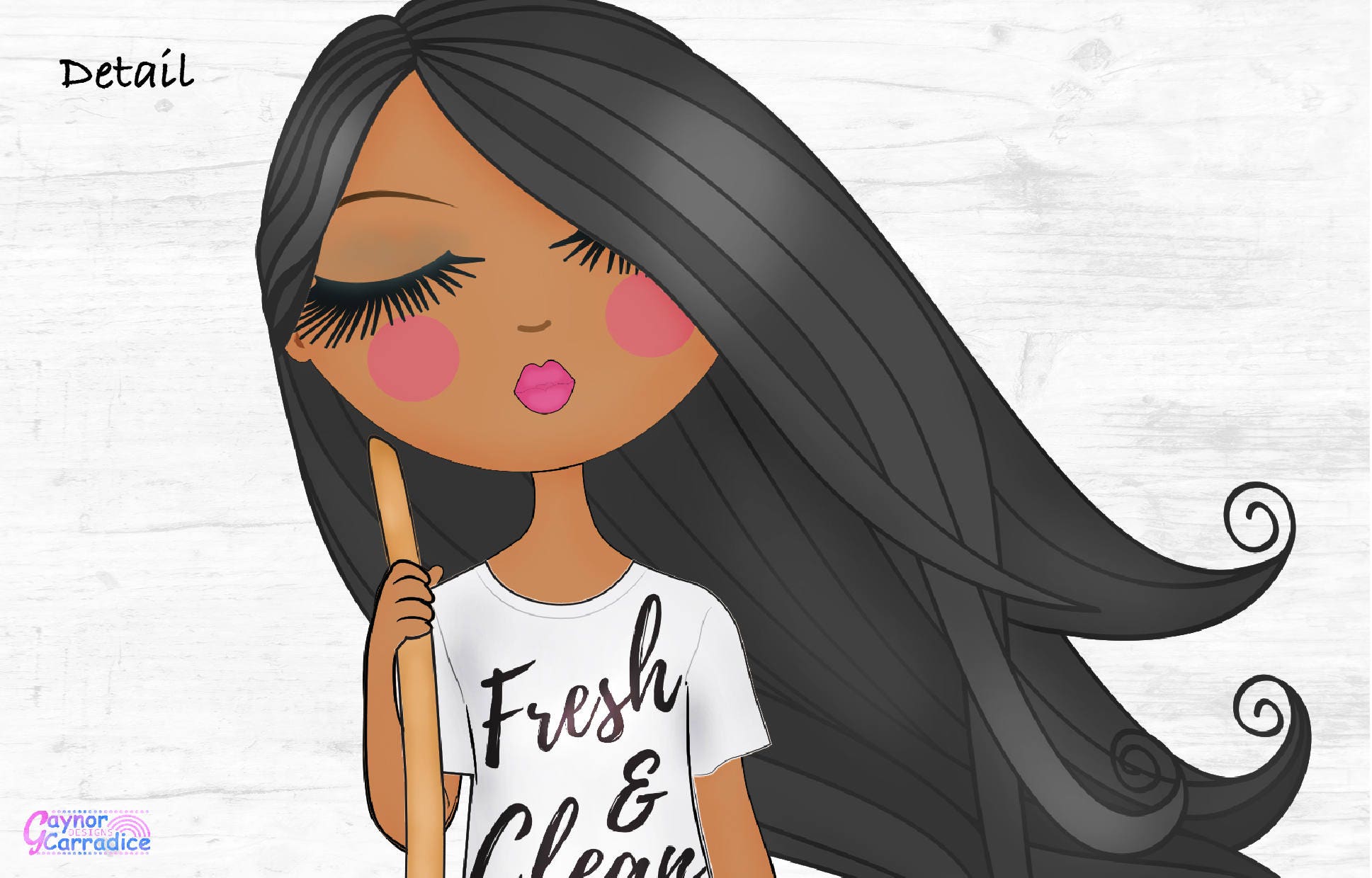 African American girl clipart Cute doll clip art Planner icon | Etsy