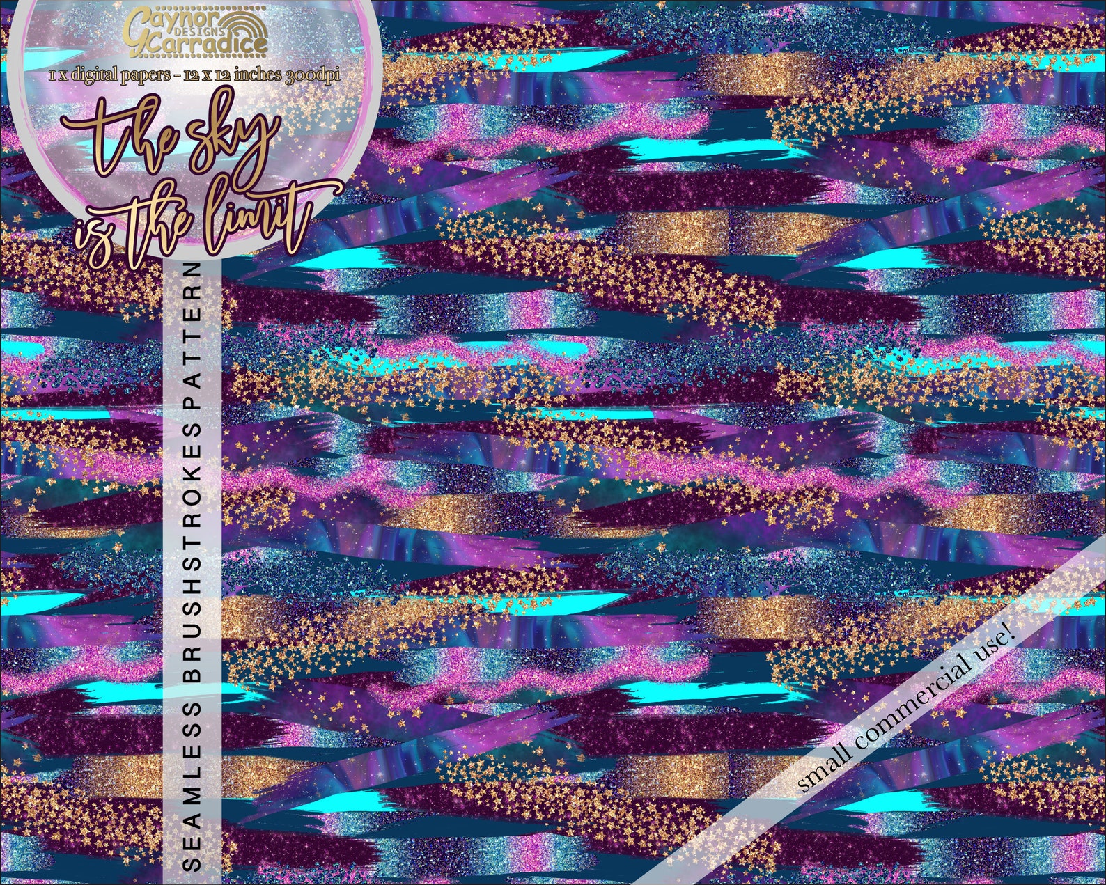 Brush Strokes Digital Papers - 1 X Outer Space Seamless Pattern, Galaxy ...