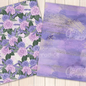 Spring Lavender Digital Papers - 12 Watercolor Purple Seamless Patterns ...