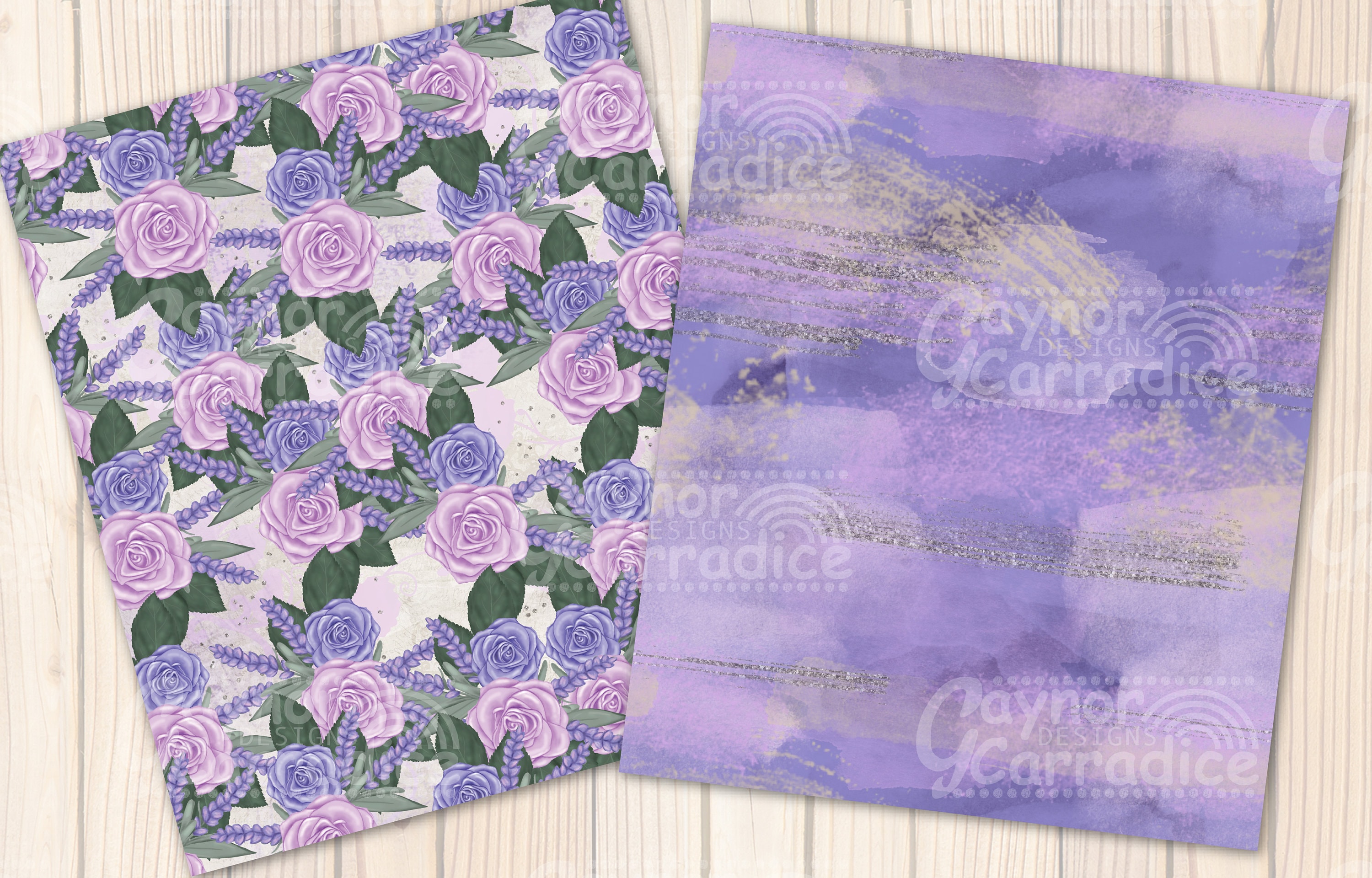Spring Lavender Digital Papers - 12 Watercolor Purple Seamless Patterns ...