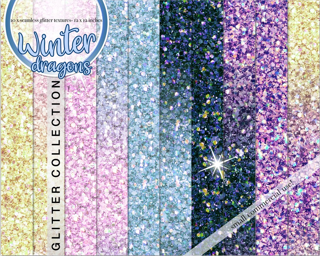 Winter Glitter Digital Papers - Purple, Pink, Blue, Teal, Yellow Ombre ...