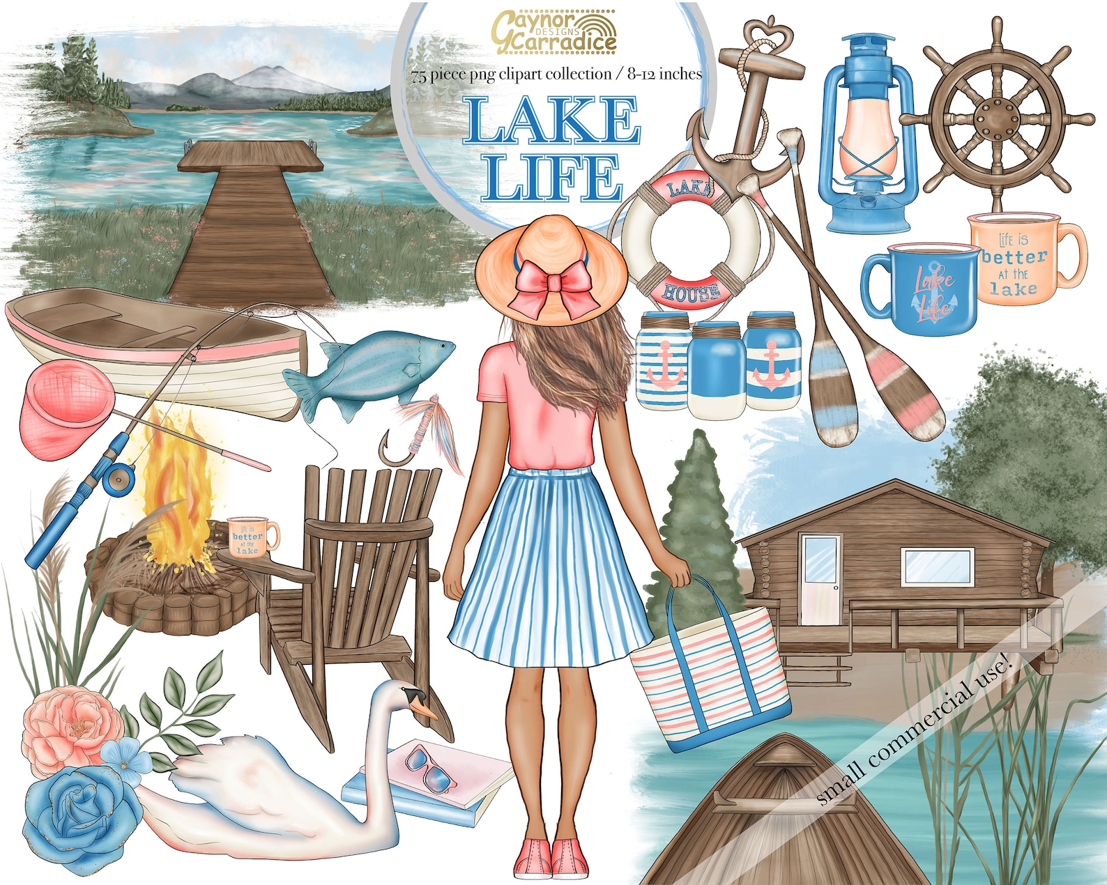 Lake Life Clipart 75 Piece Watercolor Summer Clipart Set - Etsy