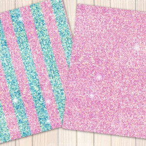 Glitter Digital Papers, Glitter Seamless Patterns in Ombre, Stripe and ...
