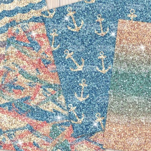Nautical Glitter Digital Papers - Multi Colored Ombre Glitter Seamless ...