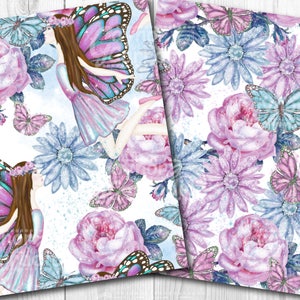 Fairy Digital Paper Watercolor Fairies Seamless Pattern Spring Faeries ...