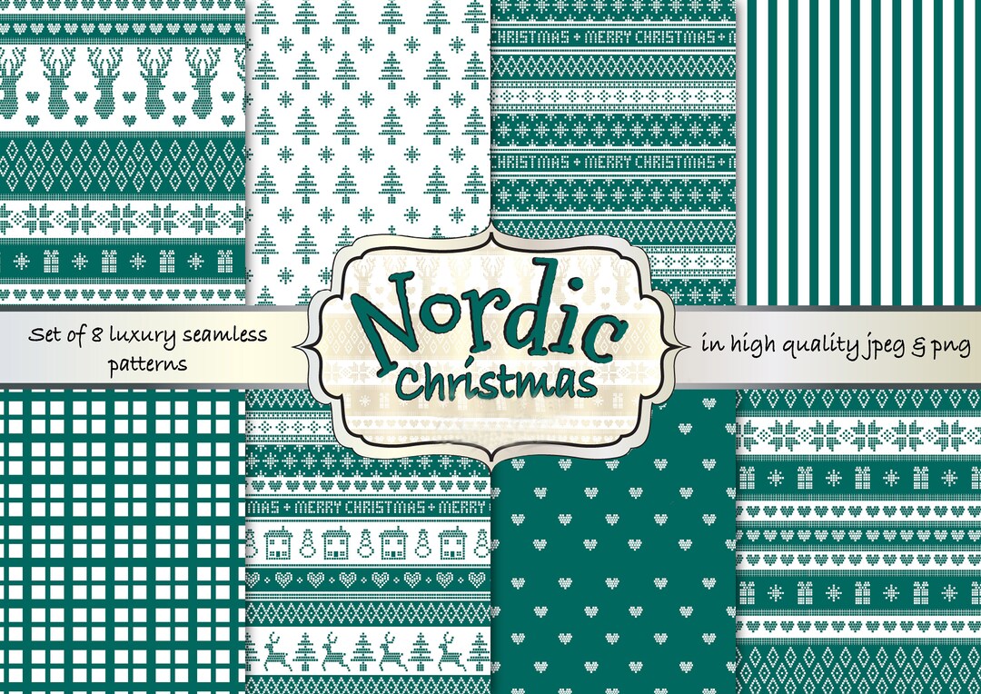 Scandinavian Digital Paper, Christmas Seamless Pattern, Christmas ...