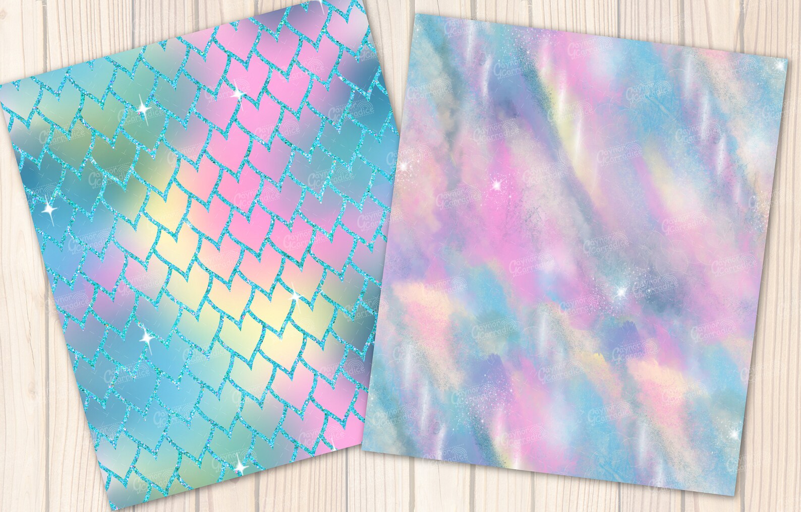 Watercolor Mermaid Digital Papers - 12 Summer Seamless Patterns, Beach ...