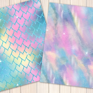 Watercolor Mermaid Digital Papers - 12 Summer Seamless Patterns, Beach ...