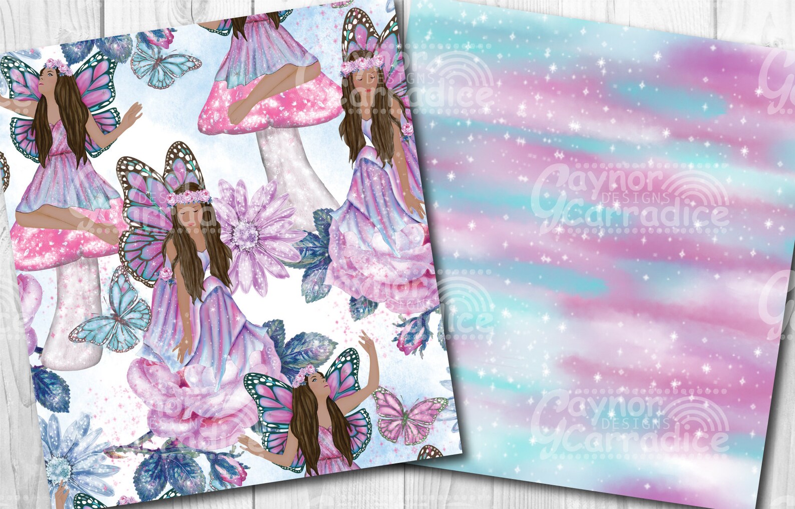 Fairy Digital Paper Watercolor Fairies Seamless Pattern Spring Faeries ...