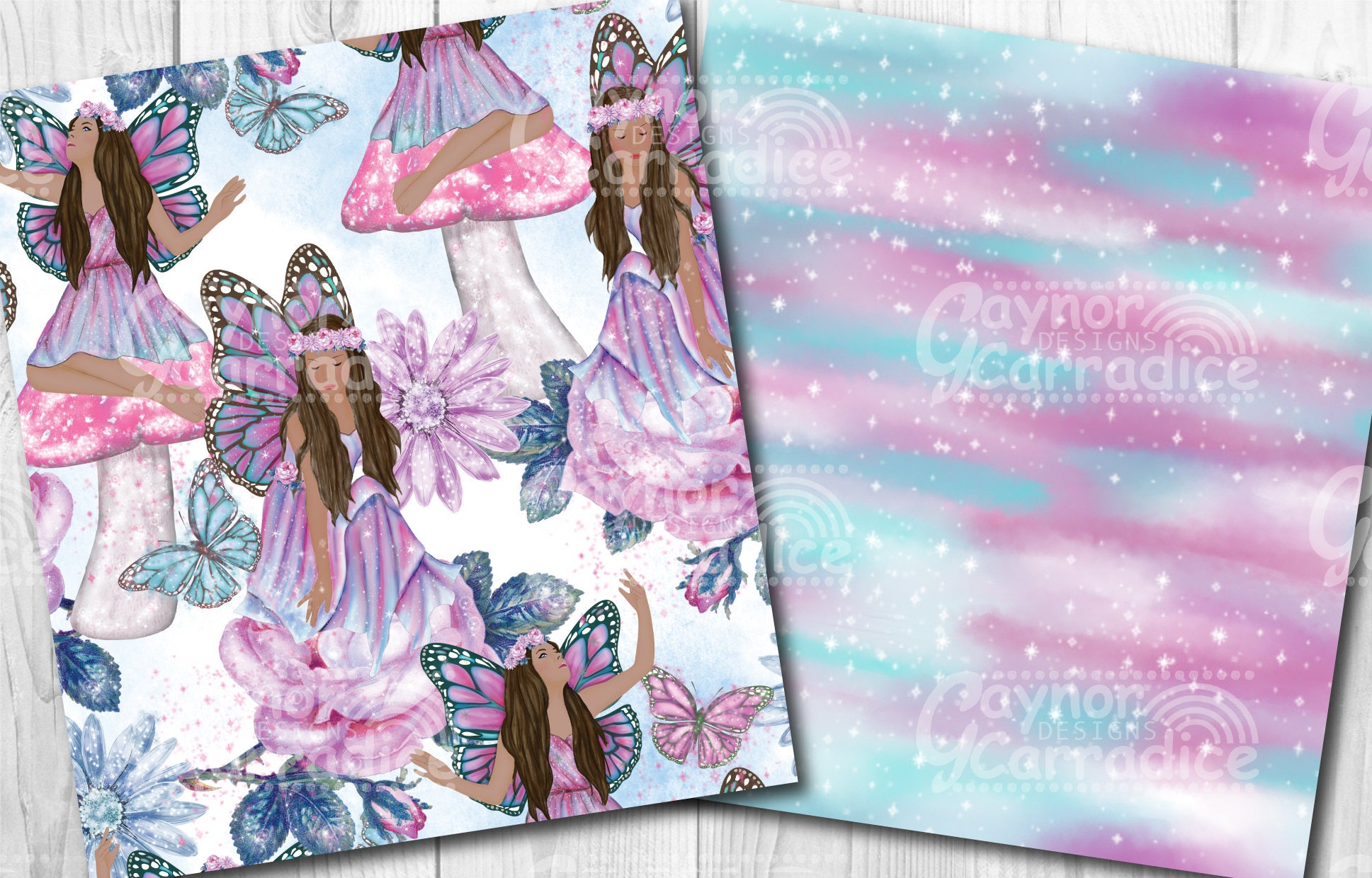 Fairy Digital Paper Watercolor Fairies Seamless Pattern Spring Faeries ...
